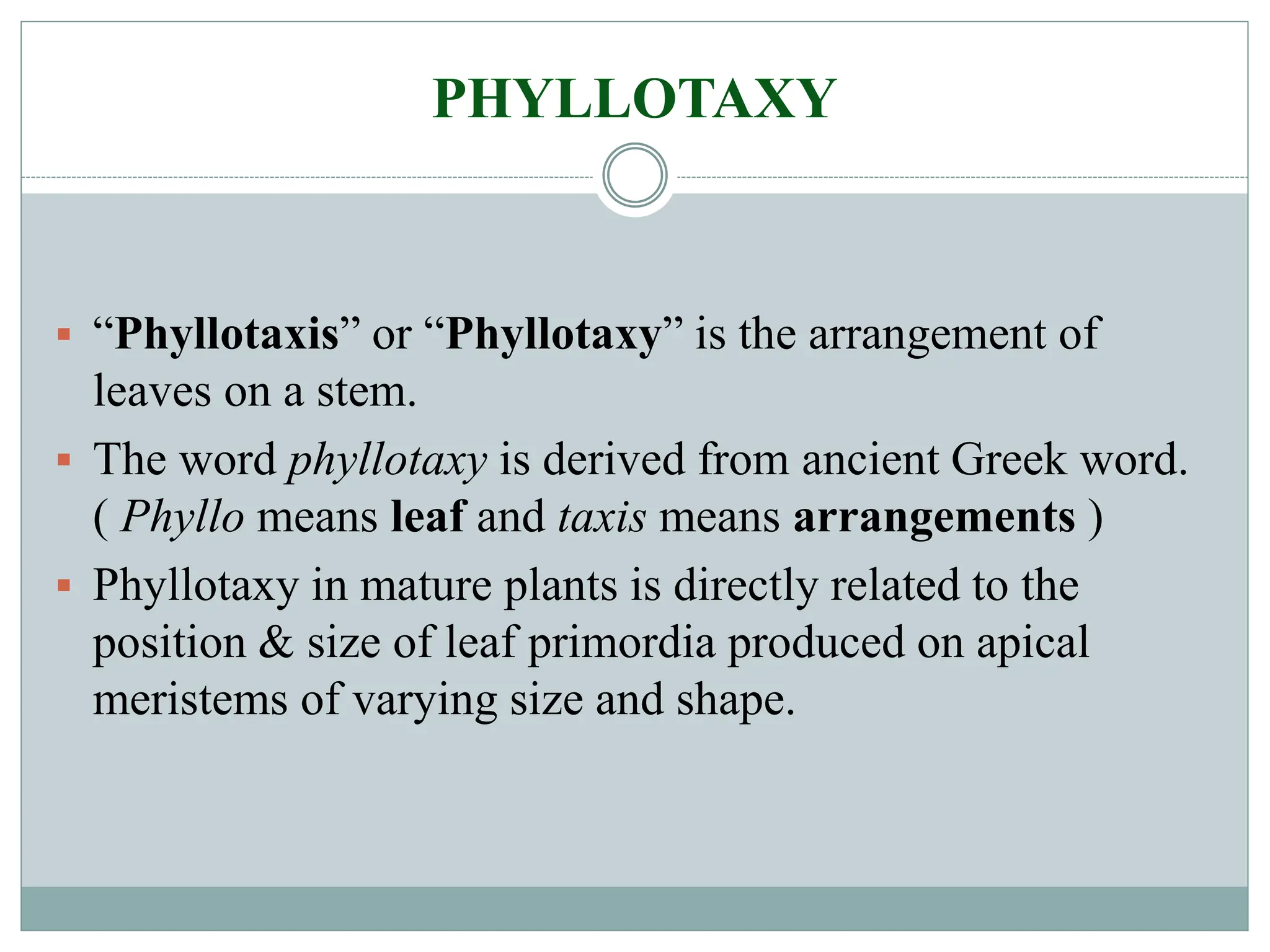 Nodal anatomy, Leaf development & Phyllotaxy | PPTX