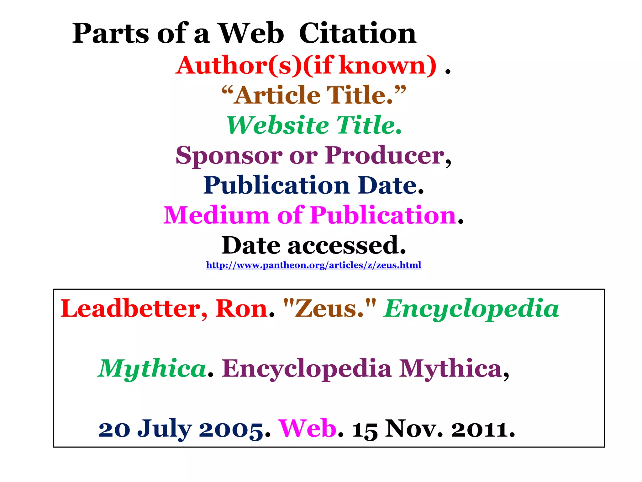 Anatomy of a citation | PPTX | Books and Literature