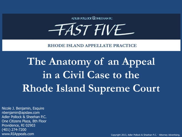 Anatomy of an appeal in a civil case to the rhode island supreme court ...