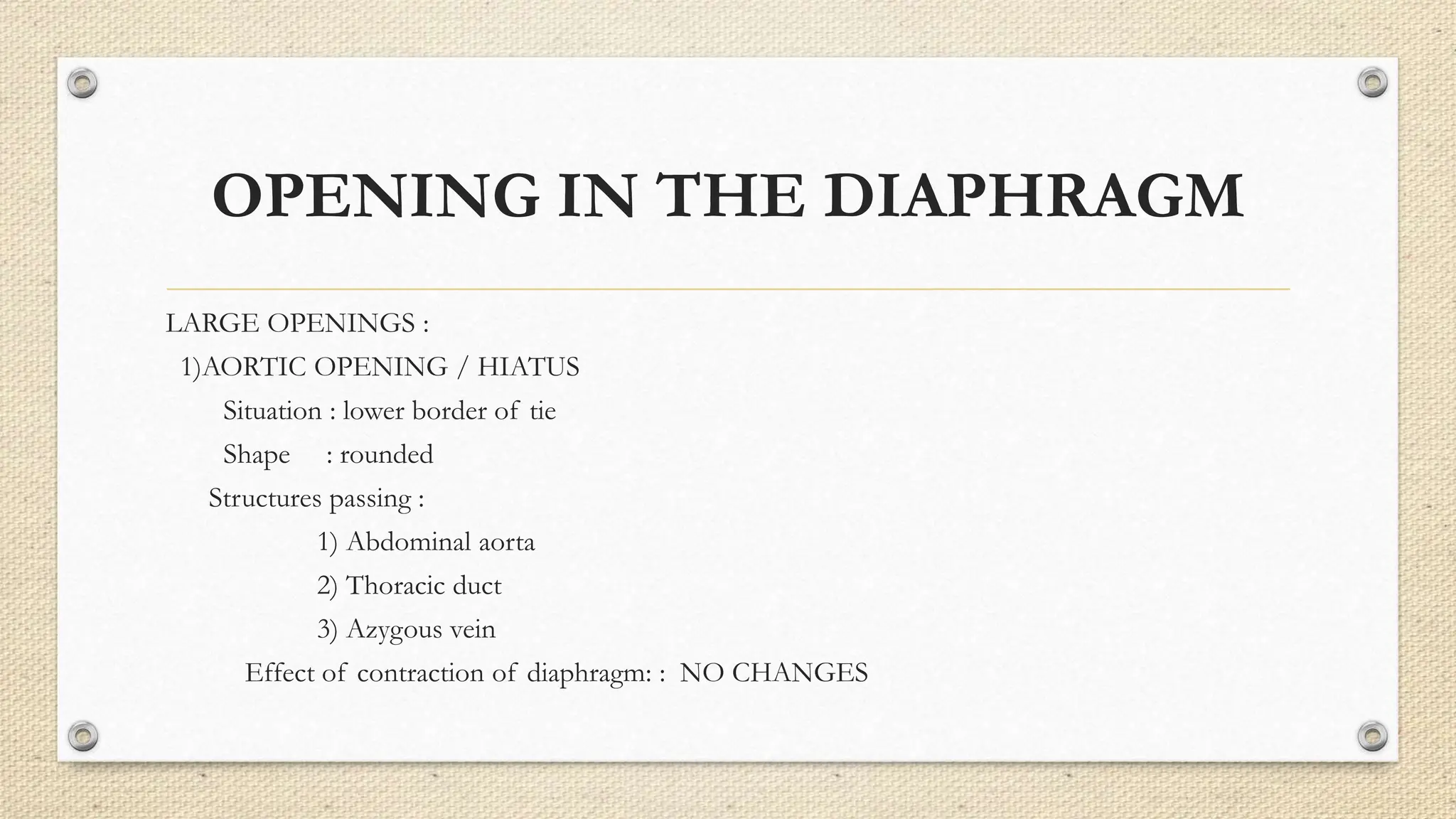Anatomy of Diaphragm - a short notes for exams | PPTX
