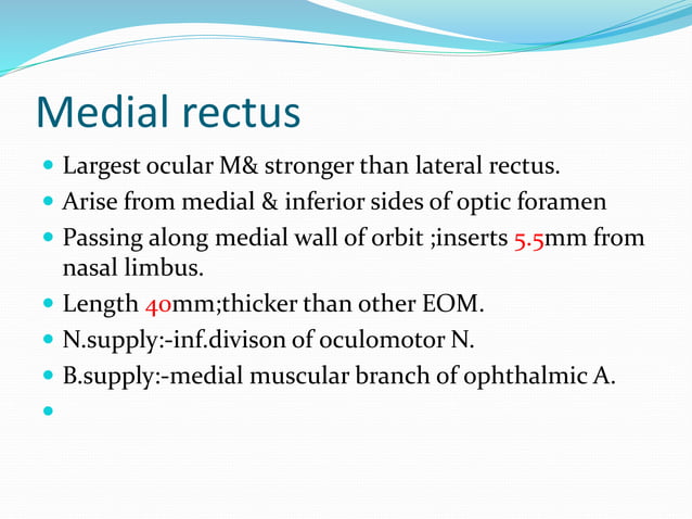 Anatomy of extraocular muscles and ocular motility | PPT