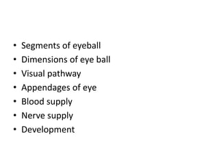 ANATOMY OF EYEBALL MBBS OPTHALMOLOGY CLASS | PPTX