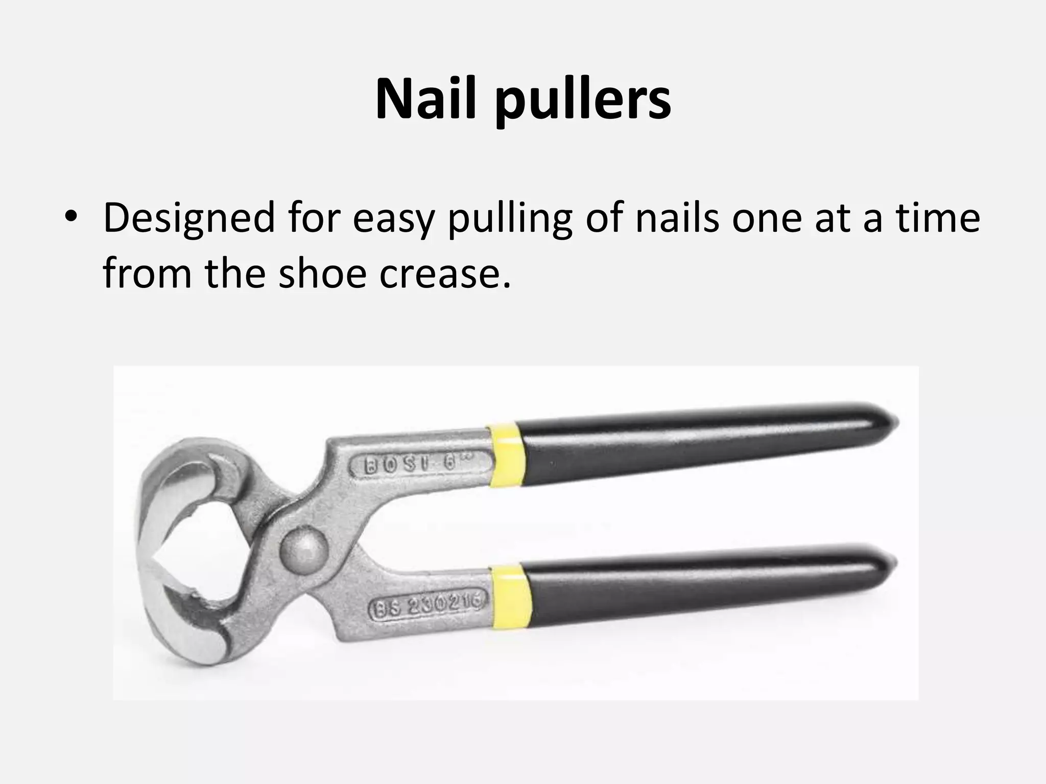 Anatomy of foot , shoeing tools, types of shoes and nails and their ...