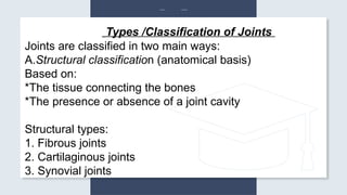 Anatomy of joints Anatomy of joints Anatomy of joints | PPTX