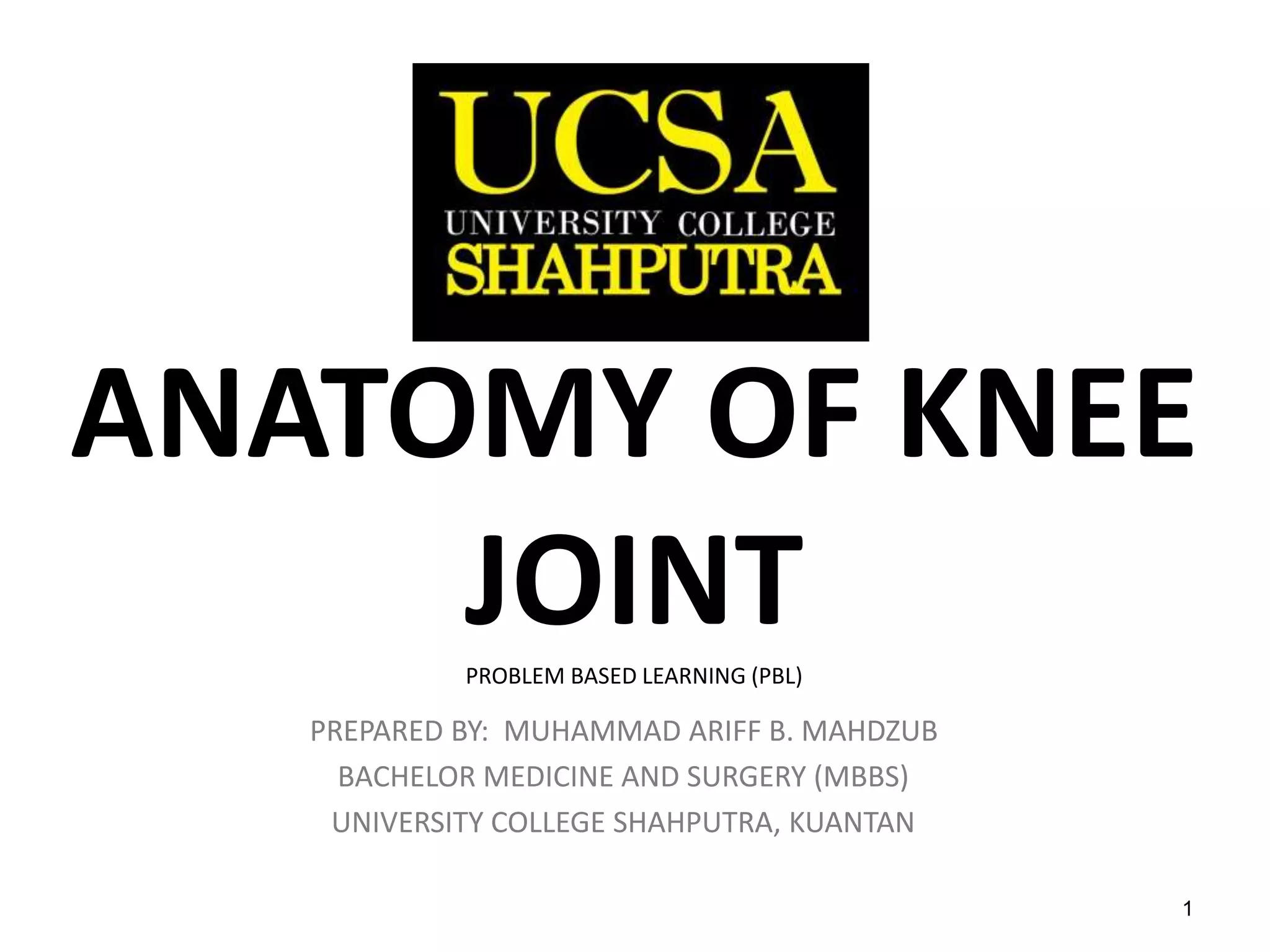 Anatomy of Knee Joint | PPT