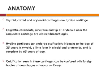 Anatomy of larynx, LARYNGEAL CARTILAGES, | PPTX