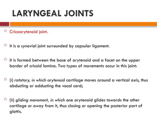 Anatomy of larynx, LARYNGEAL CARTILAGES, | PPTX