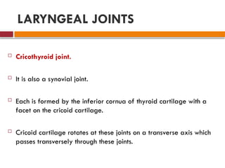 Anatomy of larynx, LARYNGEAL CARTILAGES, | PPTX