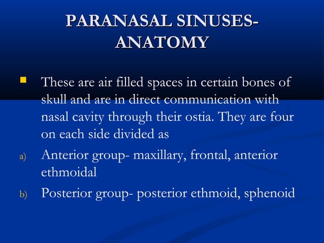 Anatomy of nose and paranasal sinuses | PPT