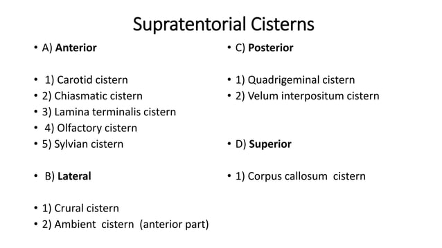 ANATOMY OF SUBARACHNOID CISTERNS OF BRAIN | PPTX