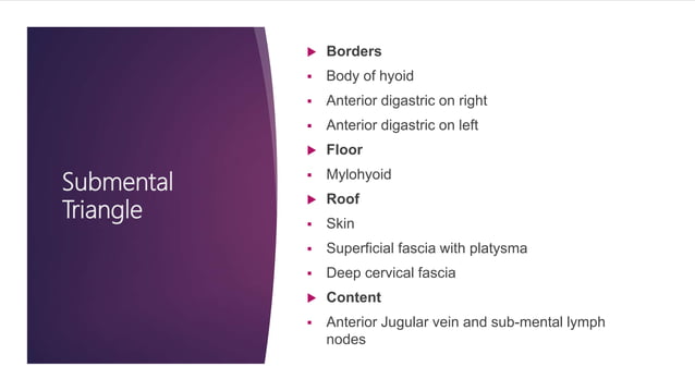 Anatomy of submental and submandibular triangles | PPT