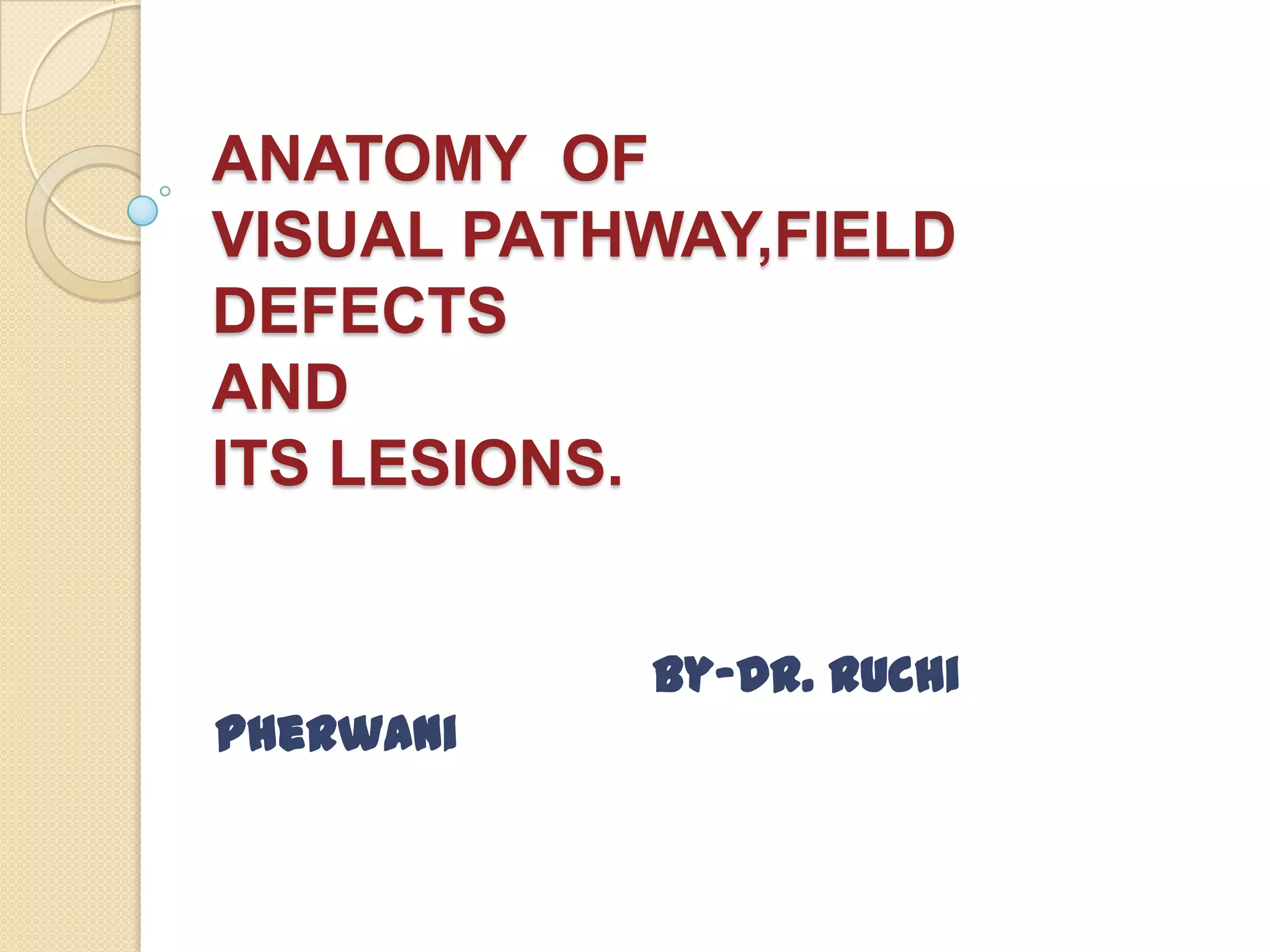 Anatomy of visual pathway and its lesions. | PPTX