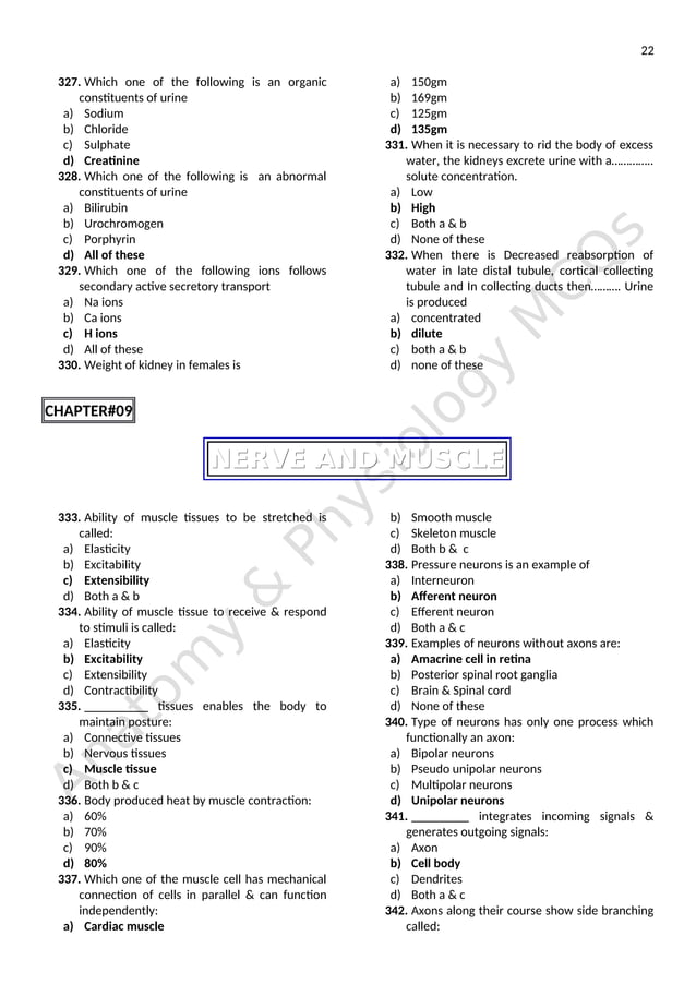 Anatomy & Physiology MCQs (2).pdf | Biological Sciences | Science