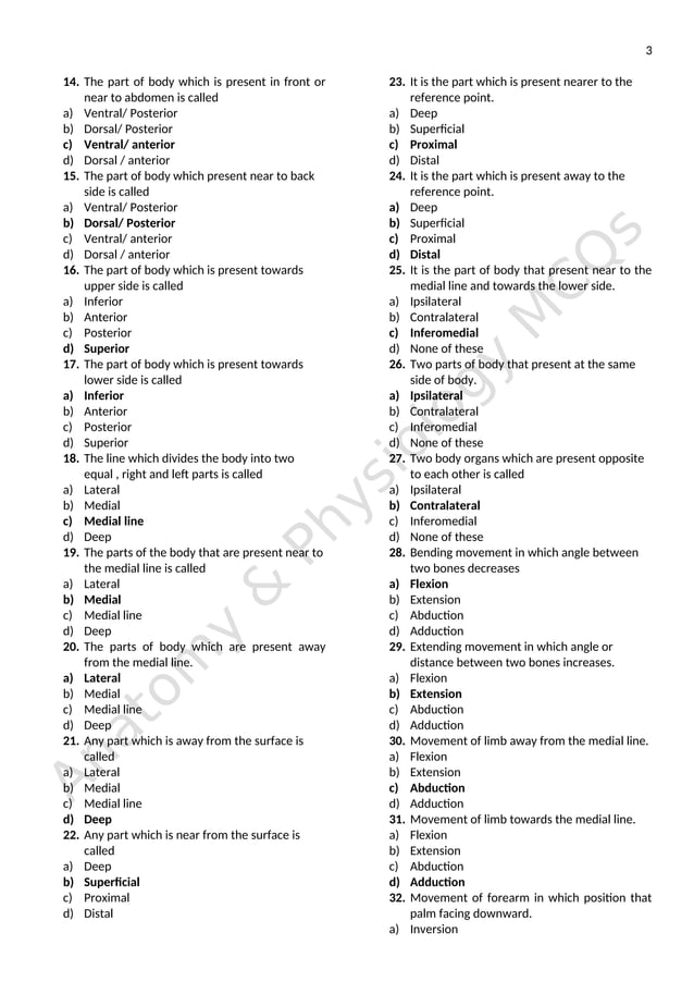 Anatomy & Physiology MCQs (2).pdf | Biological Sciences | Science