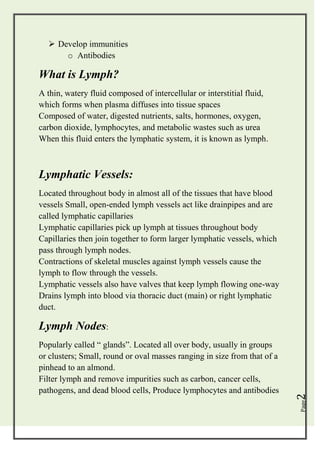 Anatomy & physiology of lymphatic system | DOCX