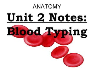 Anatomy Unit 2 Notes: Blood Typing | PPT