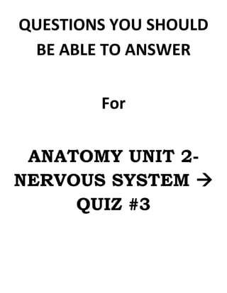 Anatomy unit 2 nervous system everything you need to know and drill ...