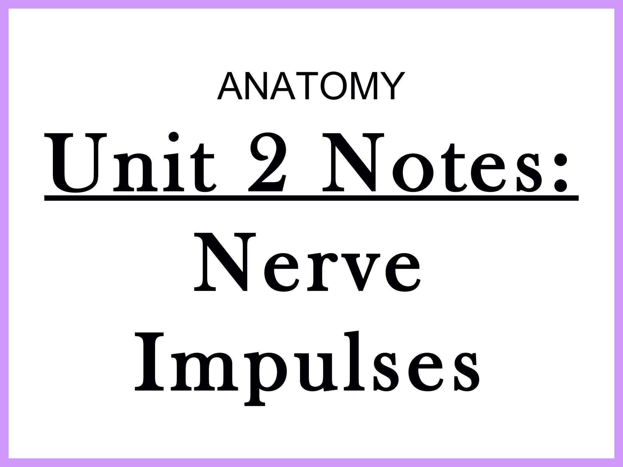 Anatomy unit 2 nervous system nerve impulse notes | PPT