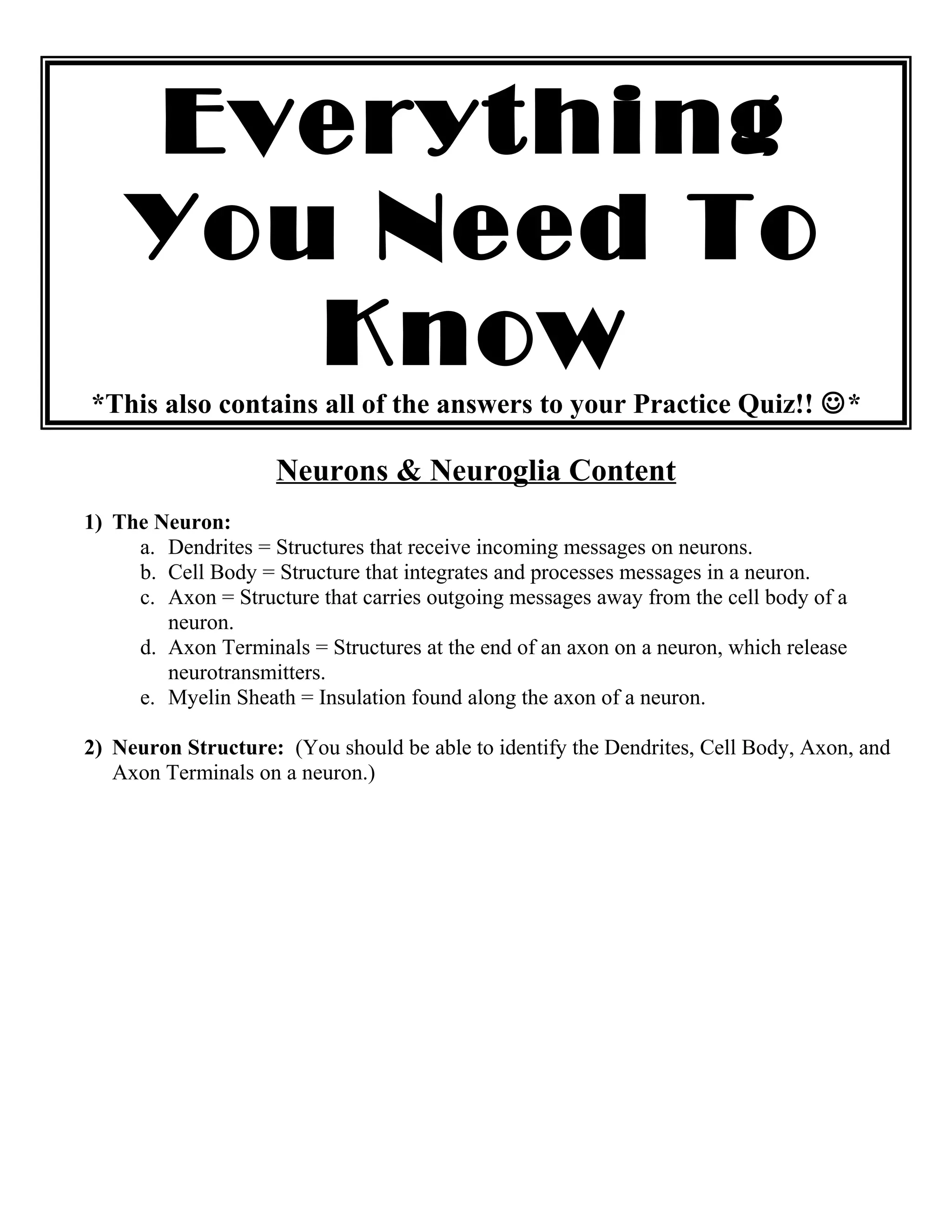 Anatomy unit 2 nervous system quiz 2 everything you need to know | DOC