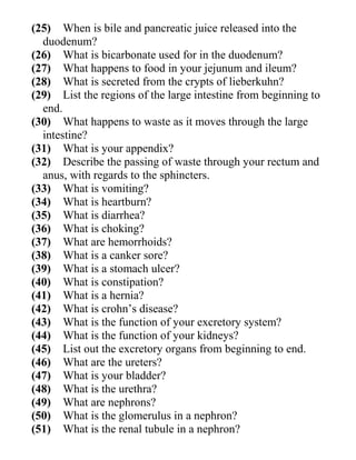 Anatomy unit 4 digestive and excretory systems big quiz review ...