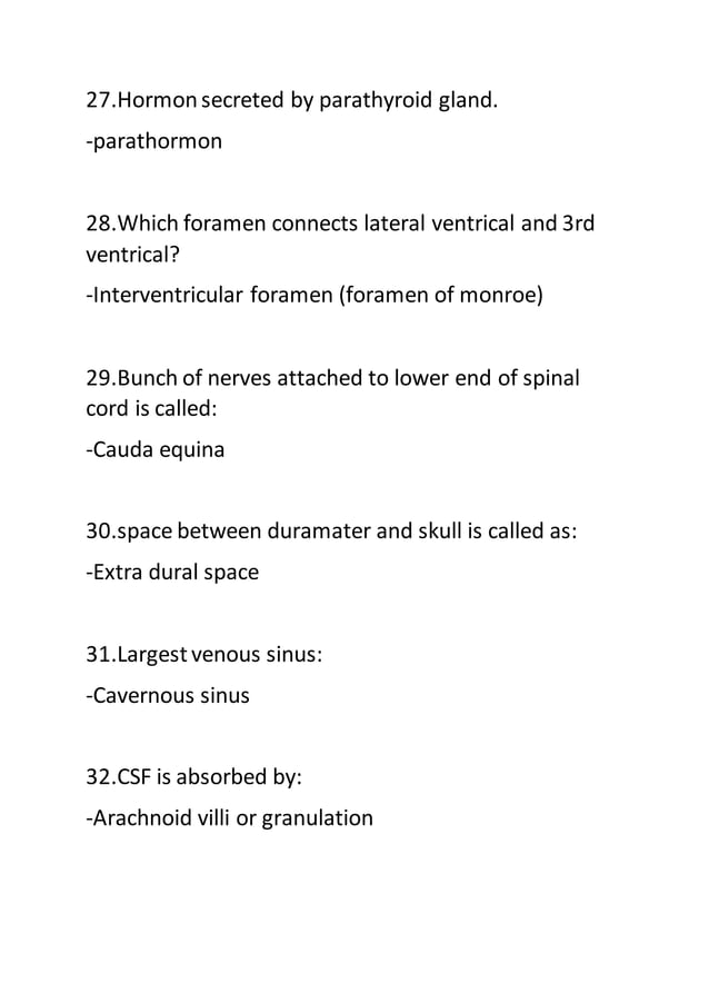 Anatomy viva questions and one liners with answers Question bank. | DOCX