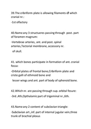 Anatomy viva questions and one liners with answers Question bank. | DOCX
