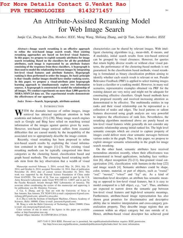An Attribute Assisted Reranking Model For Web Image Search Pdf