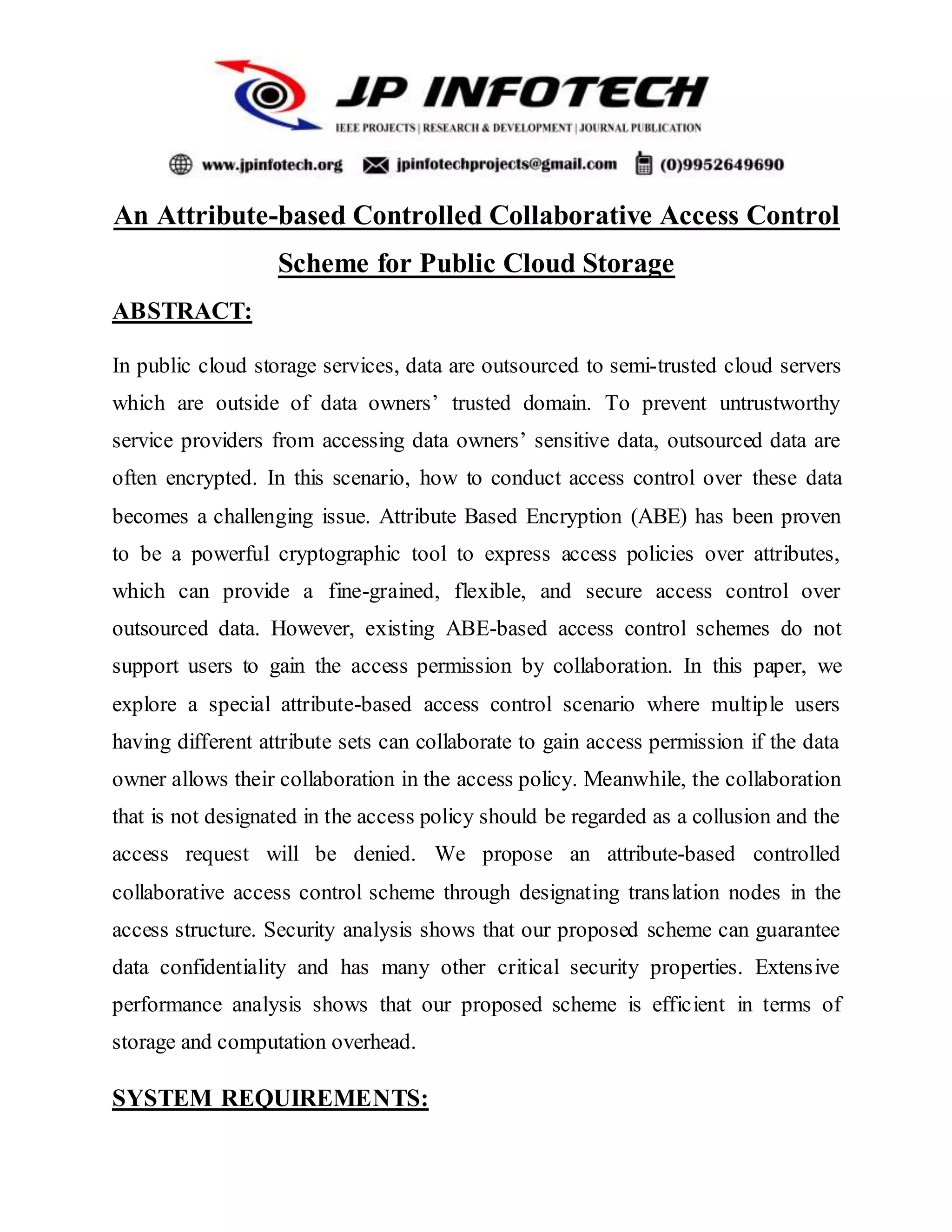 An Attribute Based Controlled Collaborative Access Control Scheme For