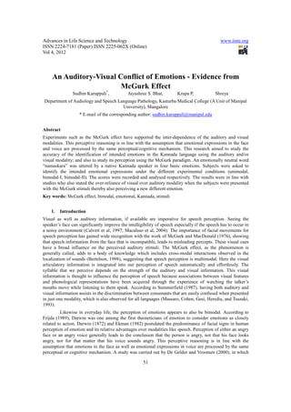 An auditory visual conflict of emotions evidence from mc gurk effect | PDF