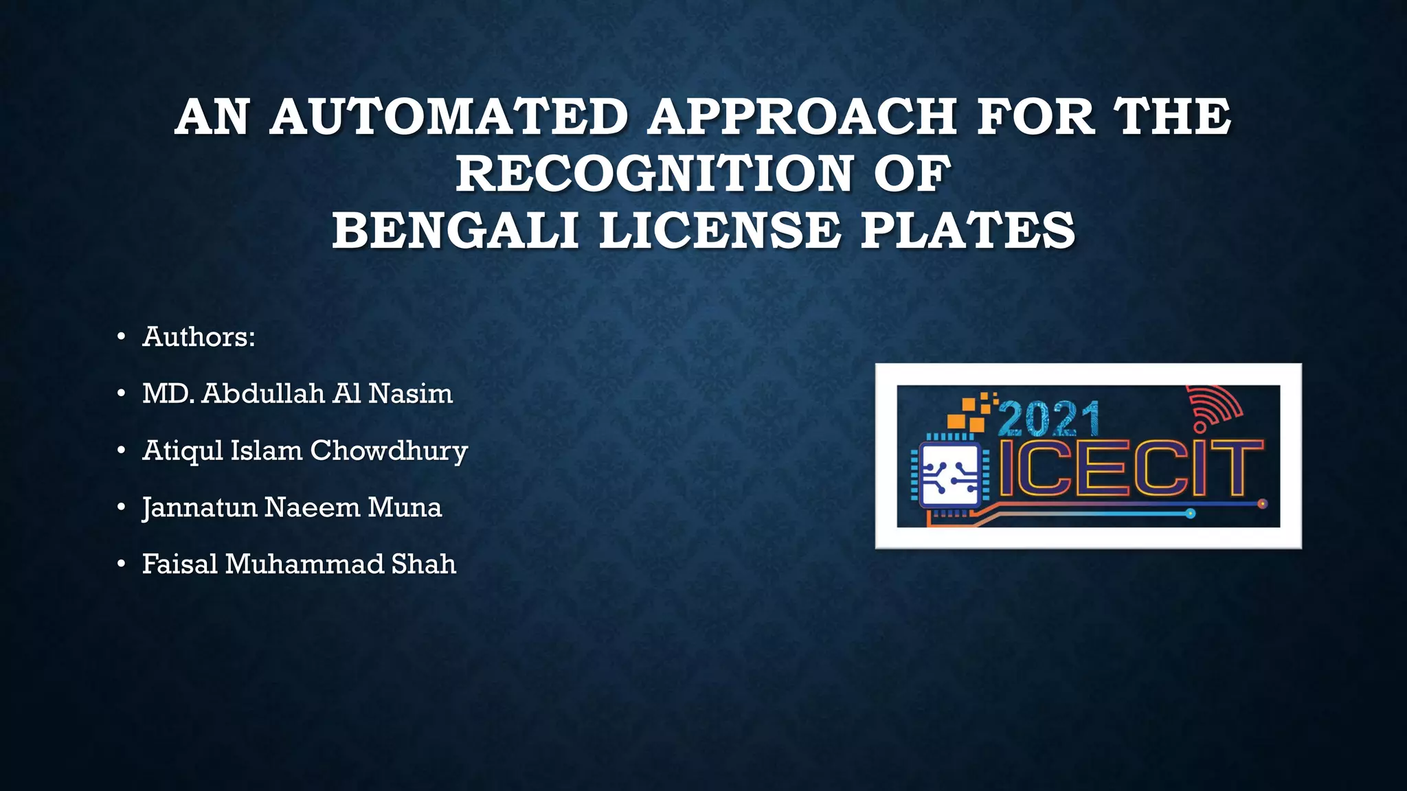 An automated approach for the recognition of bengali license plates ...