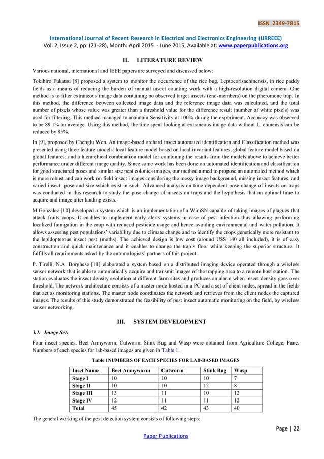 An Automatic Identification of Agriculture Pest Insects and Pesticide Controlling | PDF