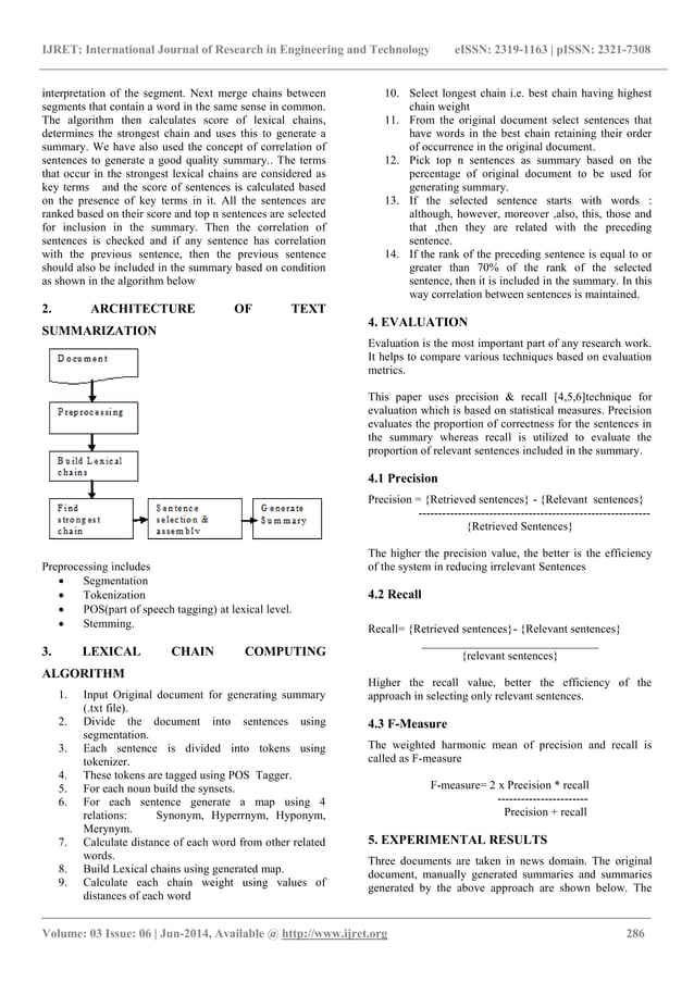 An Automatic Text Summarization Using Lexical Cohesion And Correlation