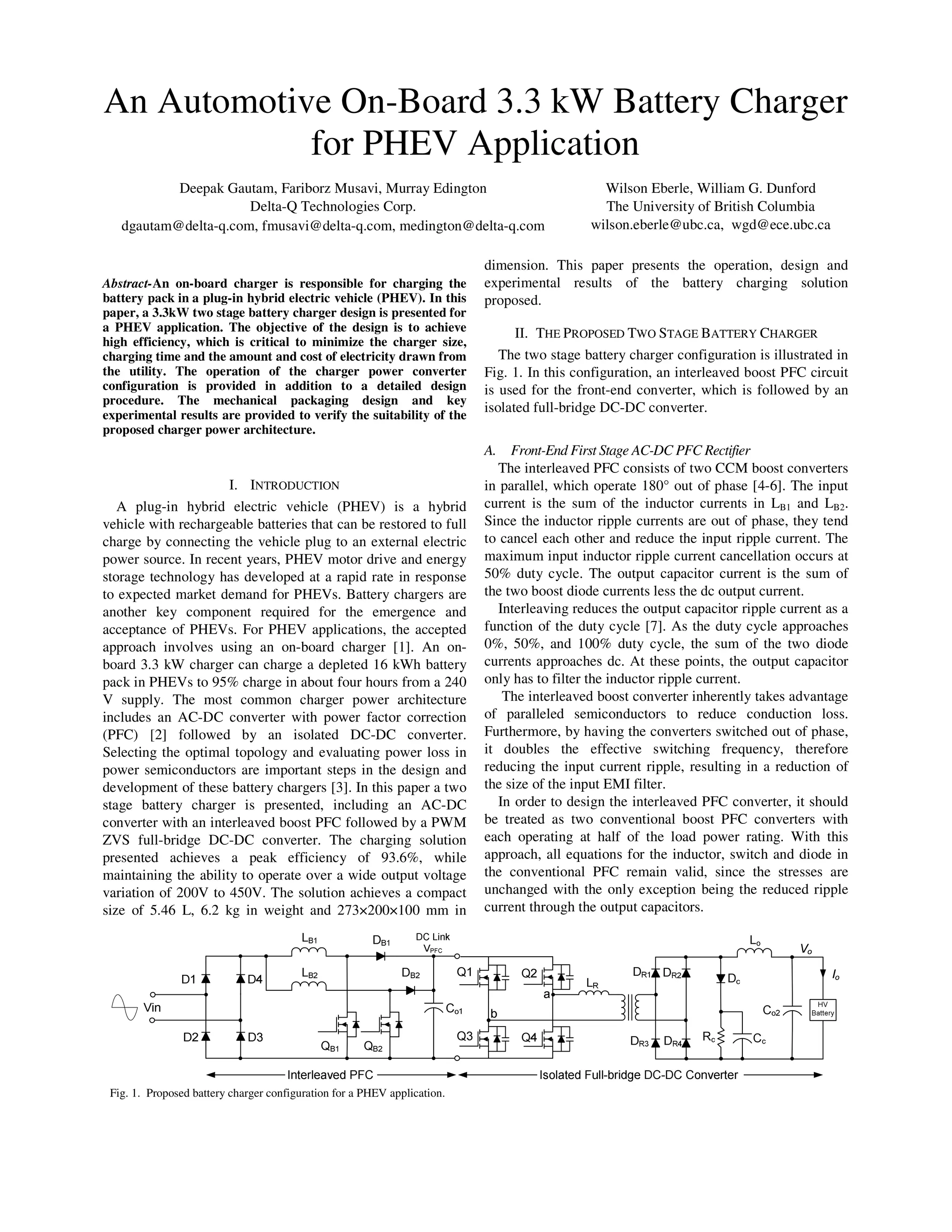 An automotive onboard 3.3kw battery charger for PHEV applications | PDF