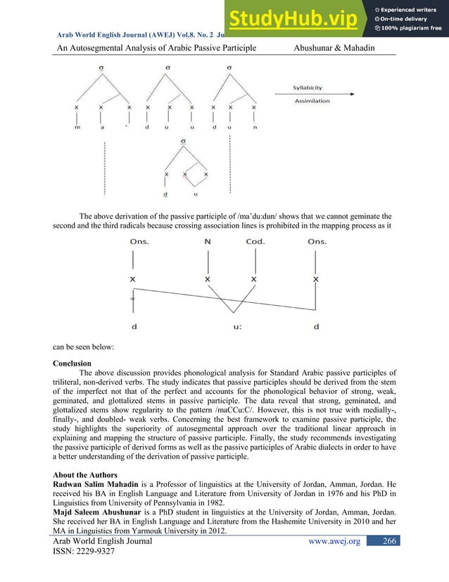 An Autosegmental Analysis Of Arabic Passive Participle Of Triliteral ...