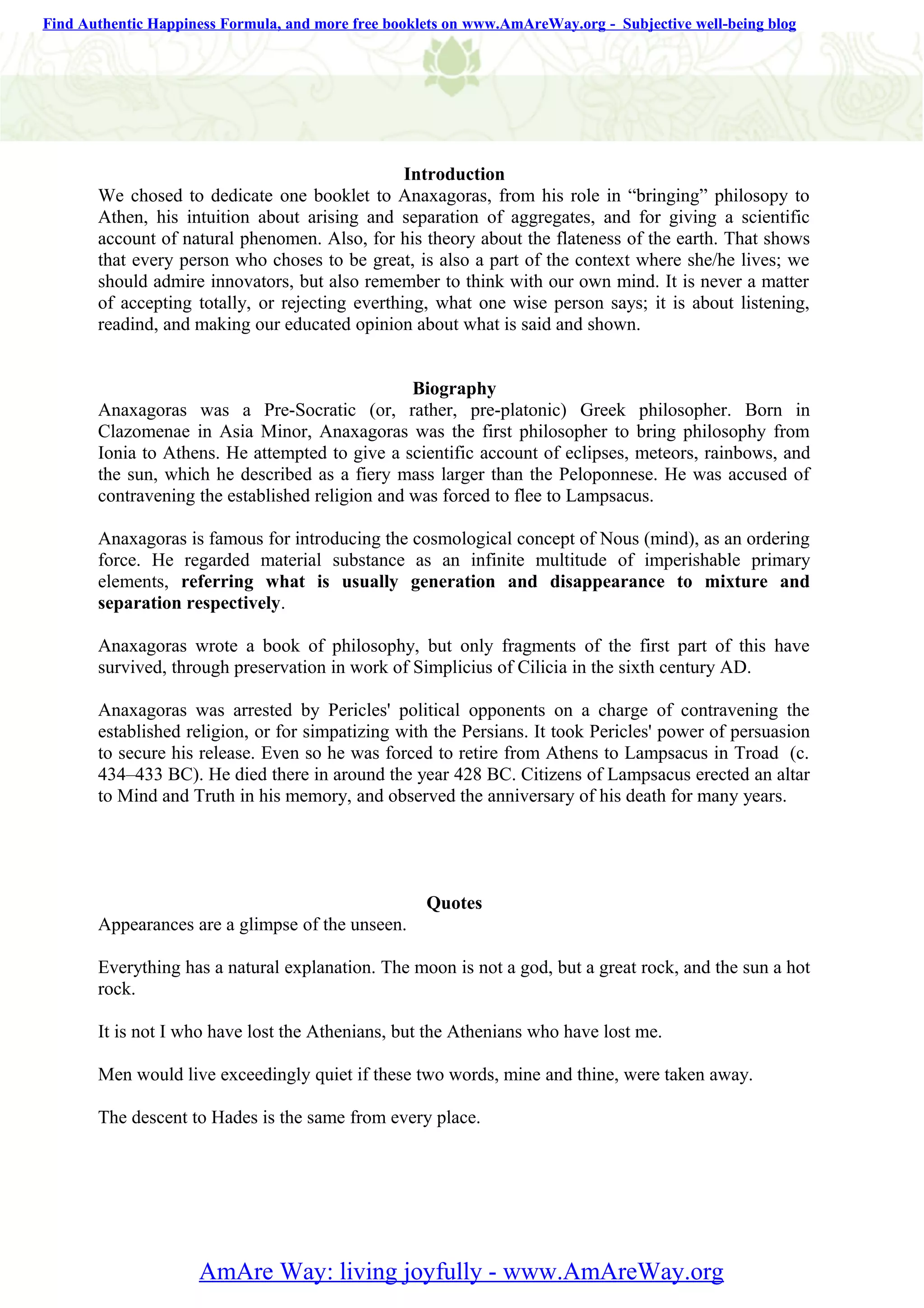 Anaxagoras | PDF