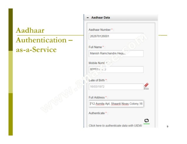 Aadhaar Authentication as a Service, pay per use