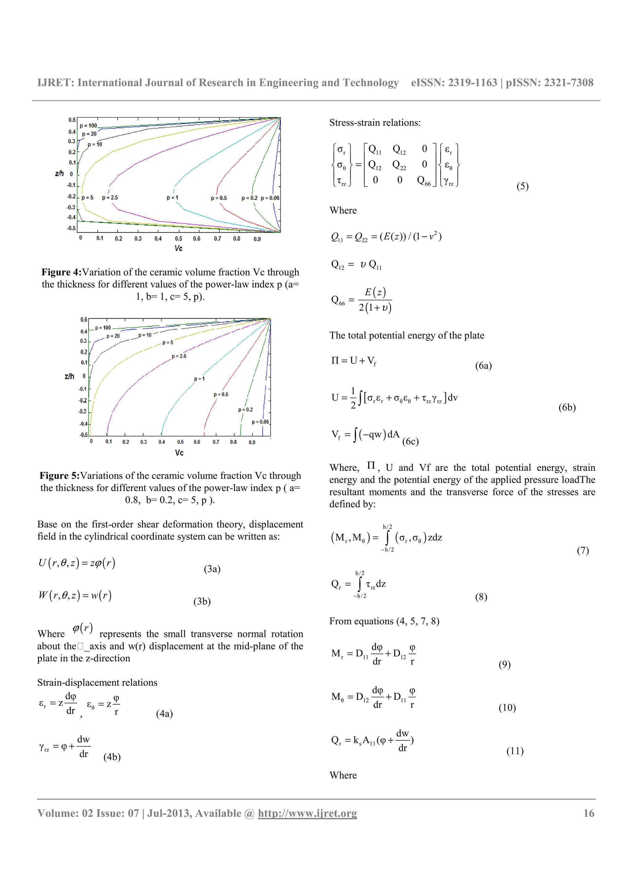 An Axisymmetric Bending Analysis Of Functionally Pdf Physics Science