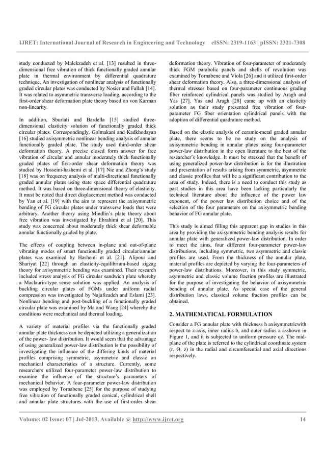 An Axisymmetric Bending Analysis Of Functionally Pdf Physics Science