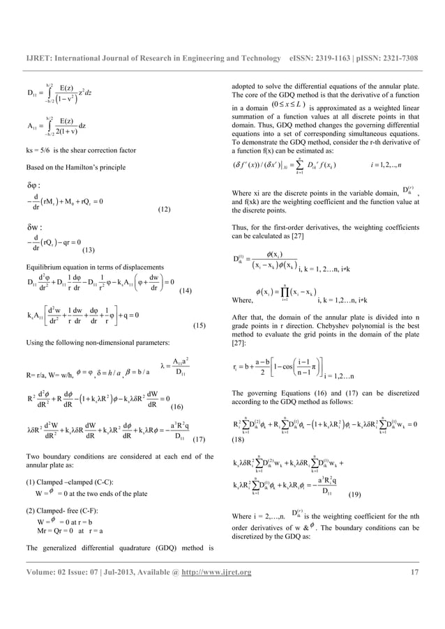 An Axisymmetric Bending Analysis Of Functionally Pdf Physics Science