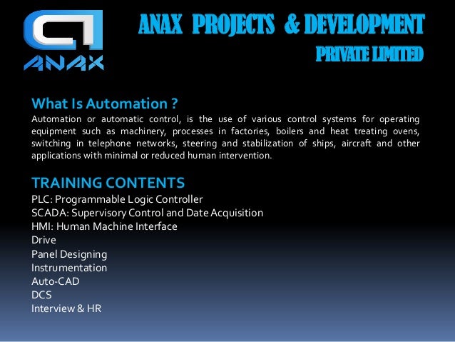 Anax projects & development Providing Best Industrial Automation
