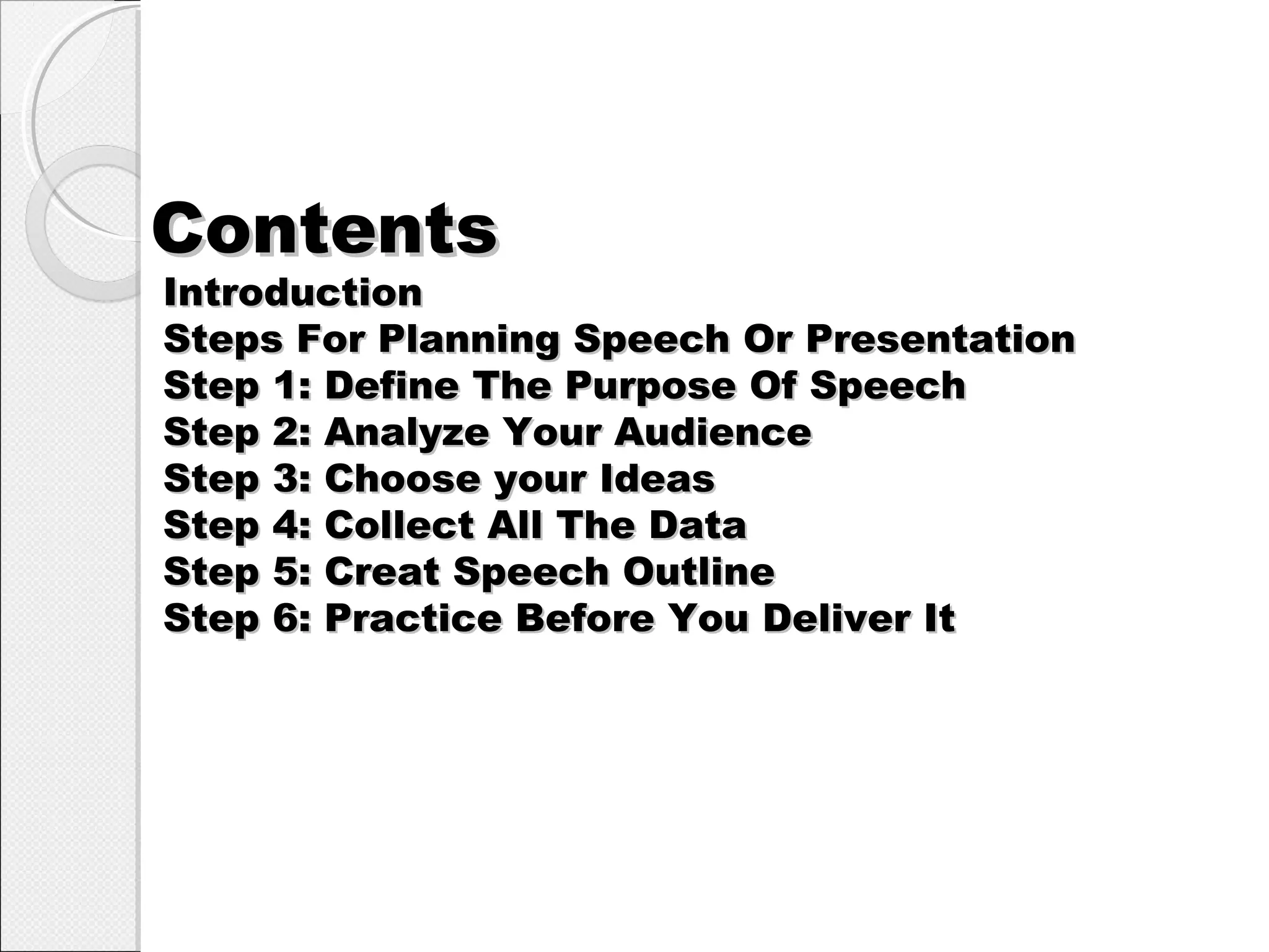 Planing speech or presentation | PPT