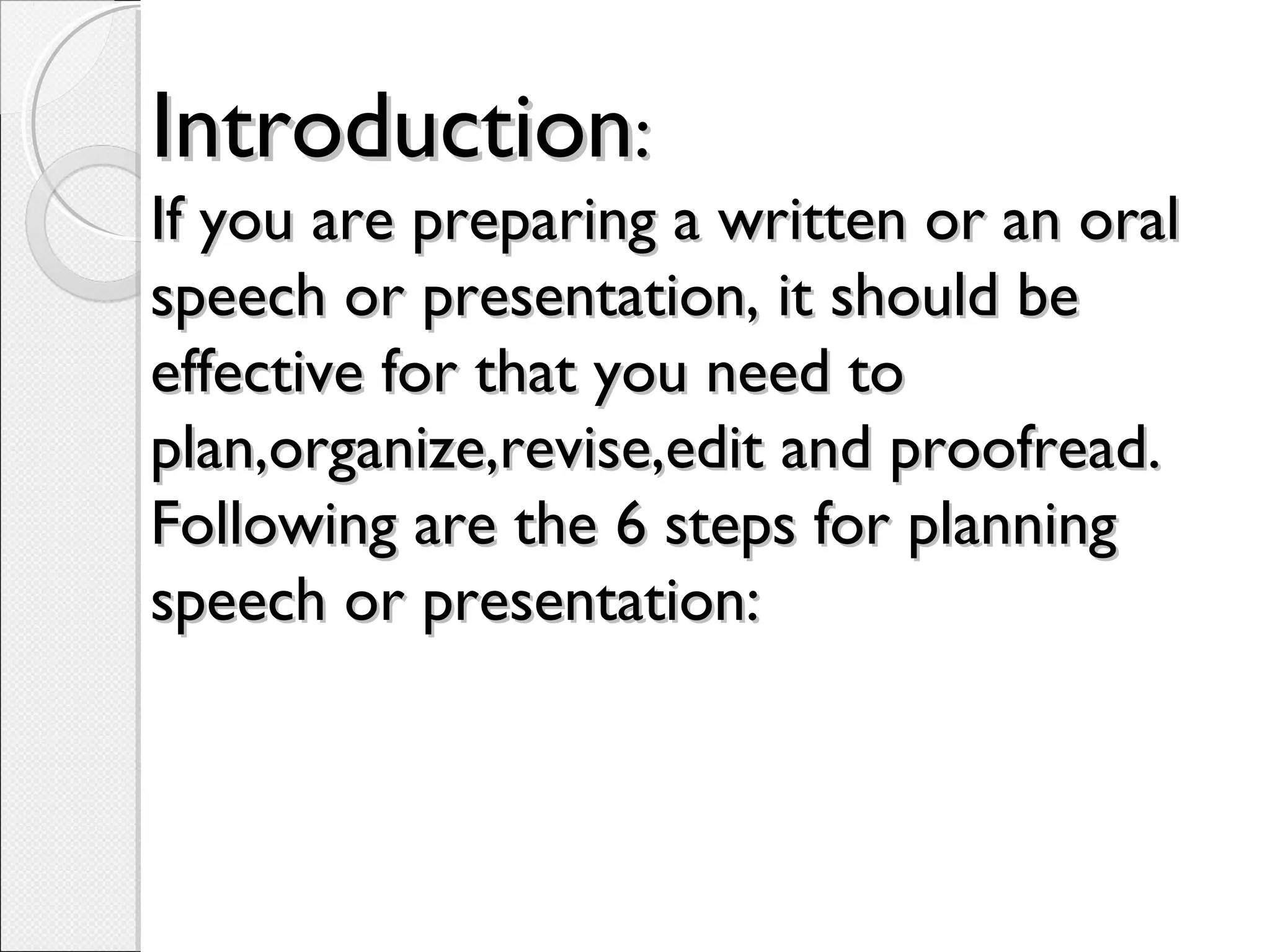 Planing speech or presentation | PPT