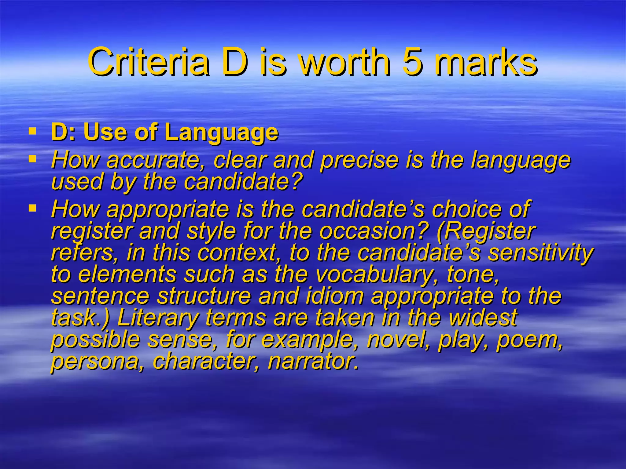 Anaysing The Ib Oral Assessment Criteria | PPT