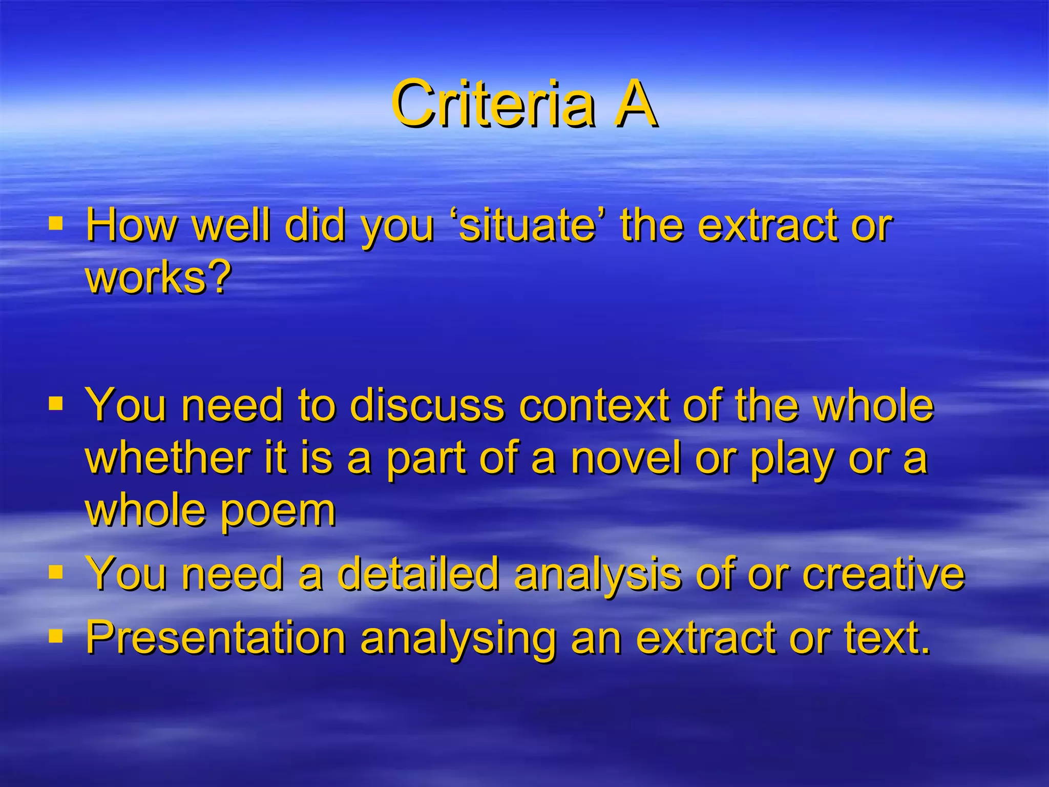 Anaysing The Ib Oral Assessment Criteria | PPT