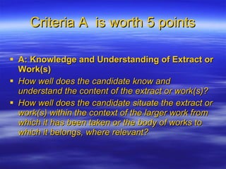 Anaysing The Ib Oral Assessment Criteria | PPT