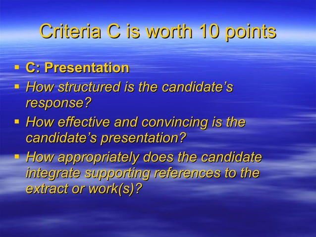 Anaysing The Ib Oral Assessment Criteria | PPT