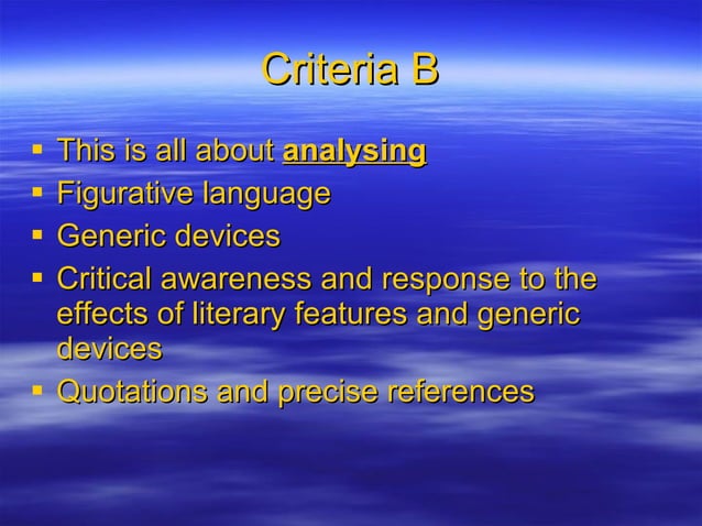 Anaysing The Ib Oral Assessment Criteria | PPT