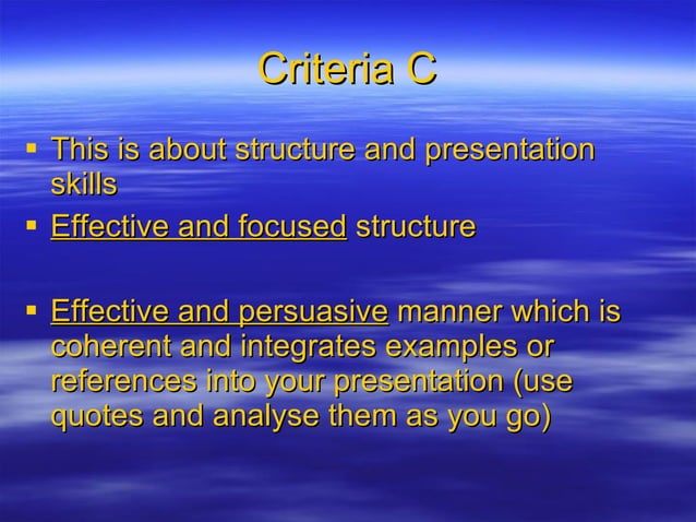 Anaysing The Ib Oral Assessment Criteria | PPT