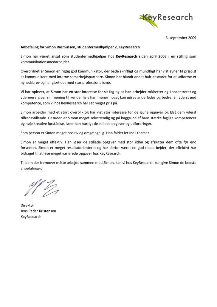 Anbefaling Af Simon Rasmusen Fra Key Research