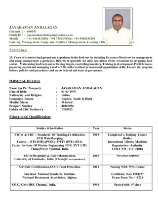 Anbalagan - CV | DOC